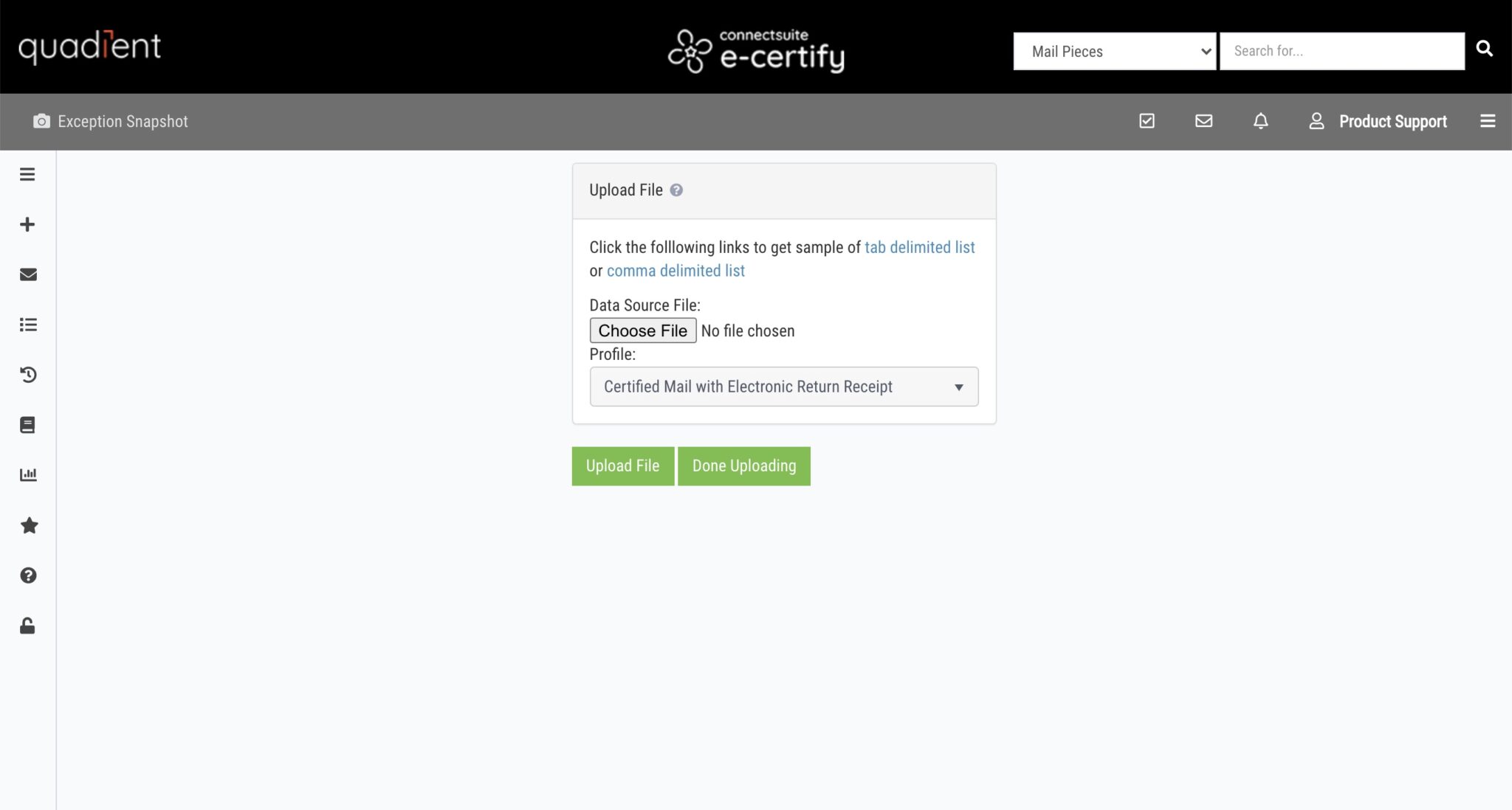 Mail Piece Creation - ConnectSuite e-Certify