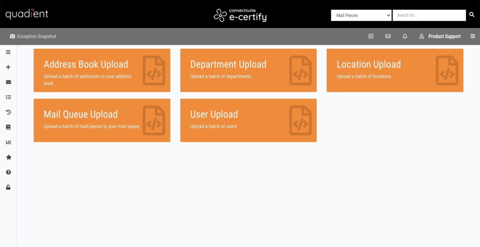 Data Upload - ConnectSuite e-Certify