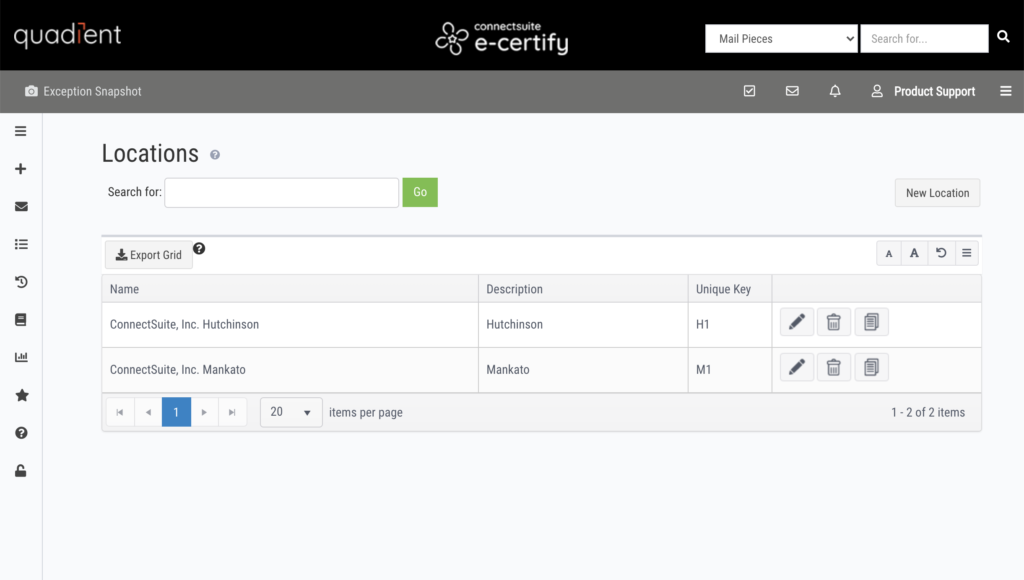 Locations - ConnectSuite e-Certify